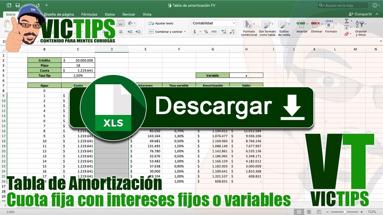 Tabla de Amortización - Interés Fijo o Variable - YouTube