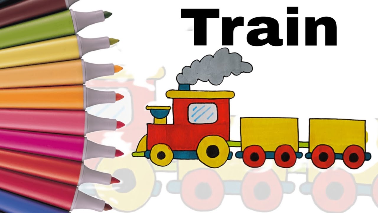 "Train Drawing for Kids | 5 - 7 years old kids | Step-by-Step Tutorial ...