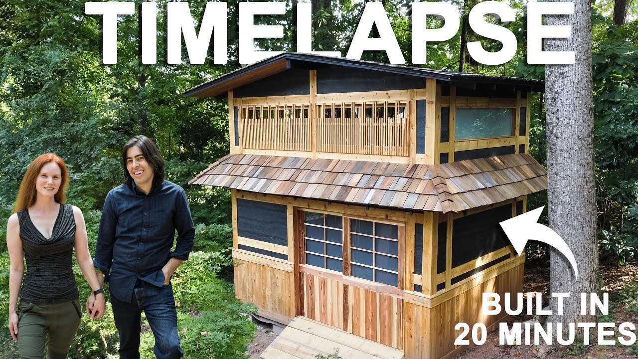 TIMELAPSE - Couple Builds a DIY Japanese Shed! - YouTube