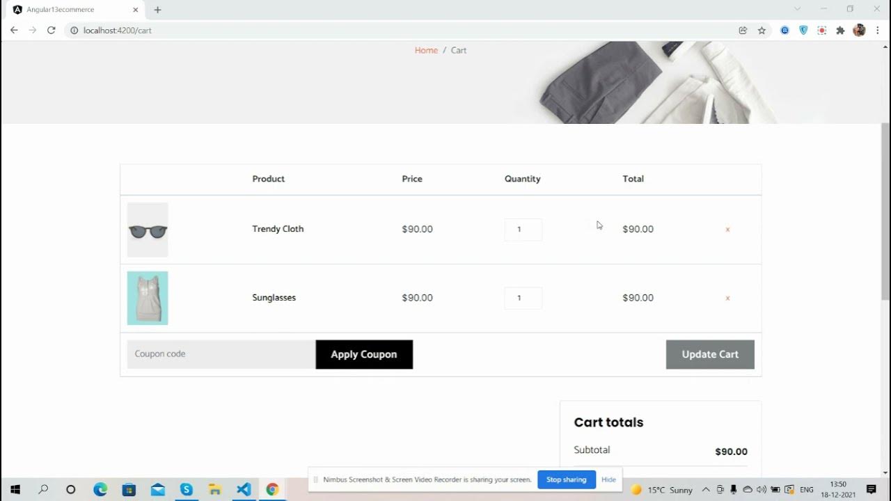 Build Complete Ecommerce Website in Angular 13 - Cart Page - YouTube