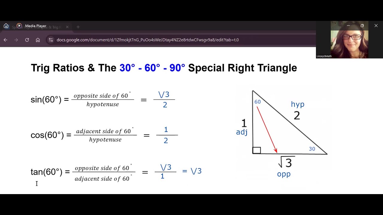 Trig Ratios of 30-60-90 & 45-45-90 Special Rt Triangles - YouTube