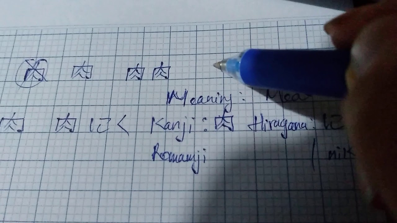 How to write 肉 niku にくin kanji - YouTube