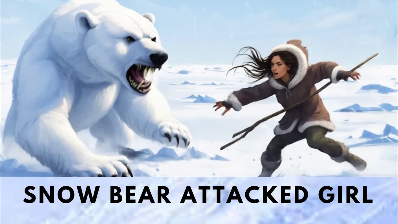 Snow Bear attacked a girl. The girl helping injured Snow Bear - YouTube