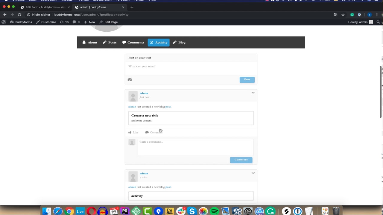 Buddyforms Ultimate Member Social Activity Support Youtube
