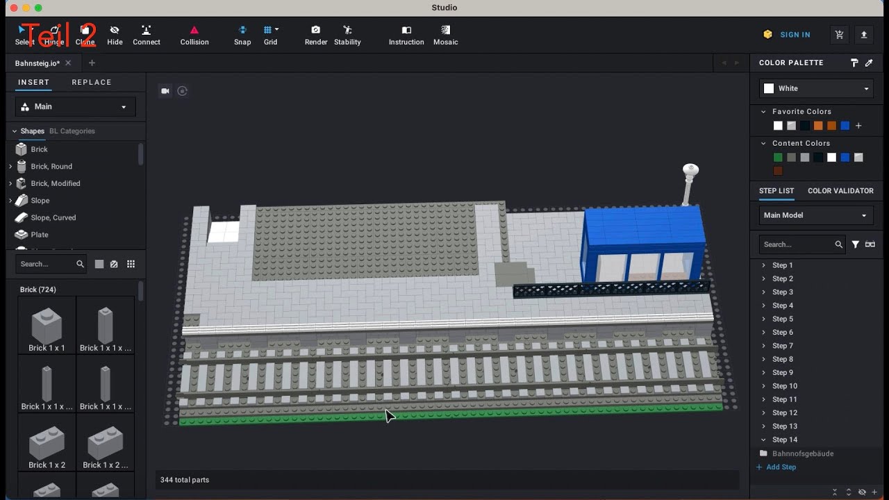 Bricklink Studio 2.0 - Entwicklung eines Bahnsteiges Teil 2 - YouTube