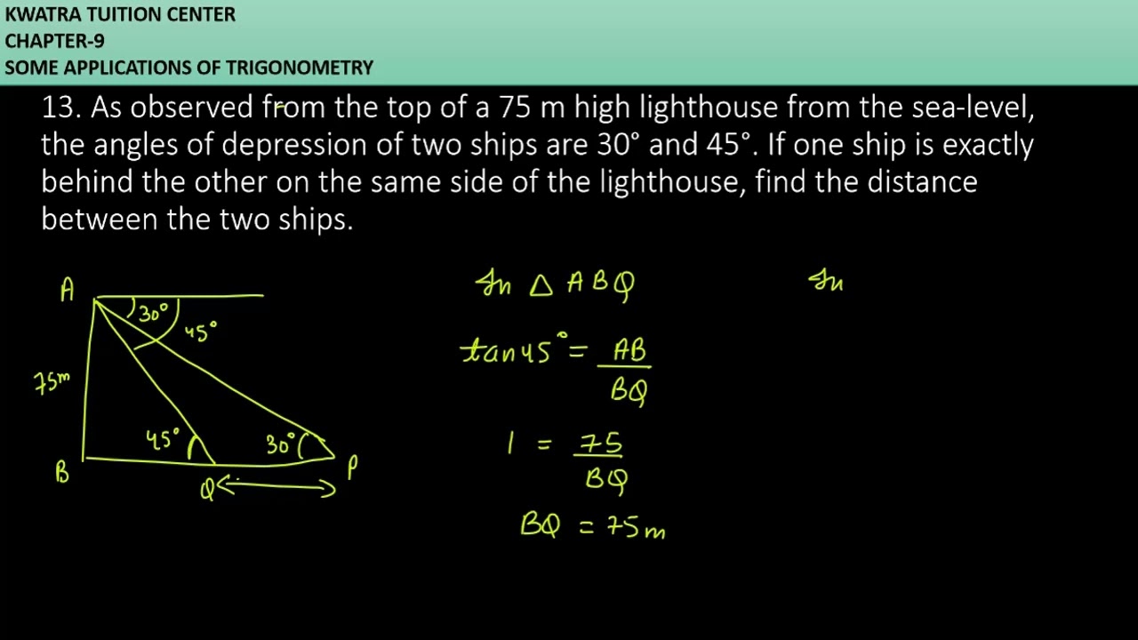 13. As observed from the top of a 75 m high lighthouse from the sea ...