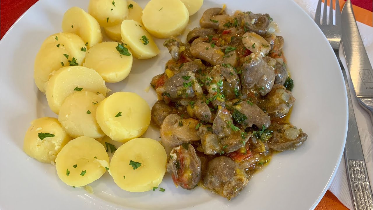 The best, easy, keto, and gluten free Chicken hearts' stew - YouTube