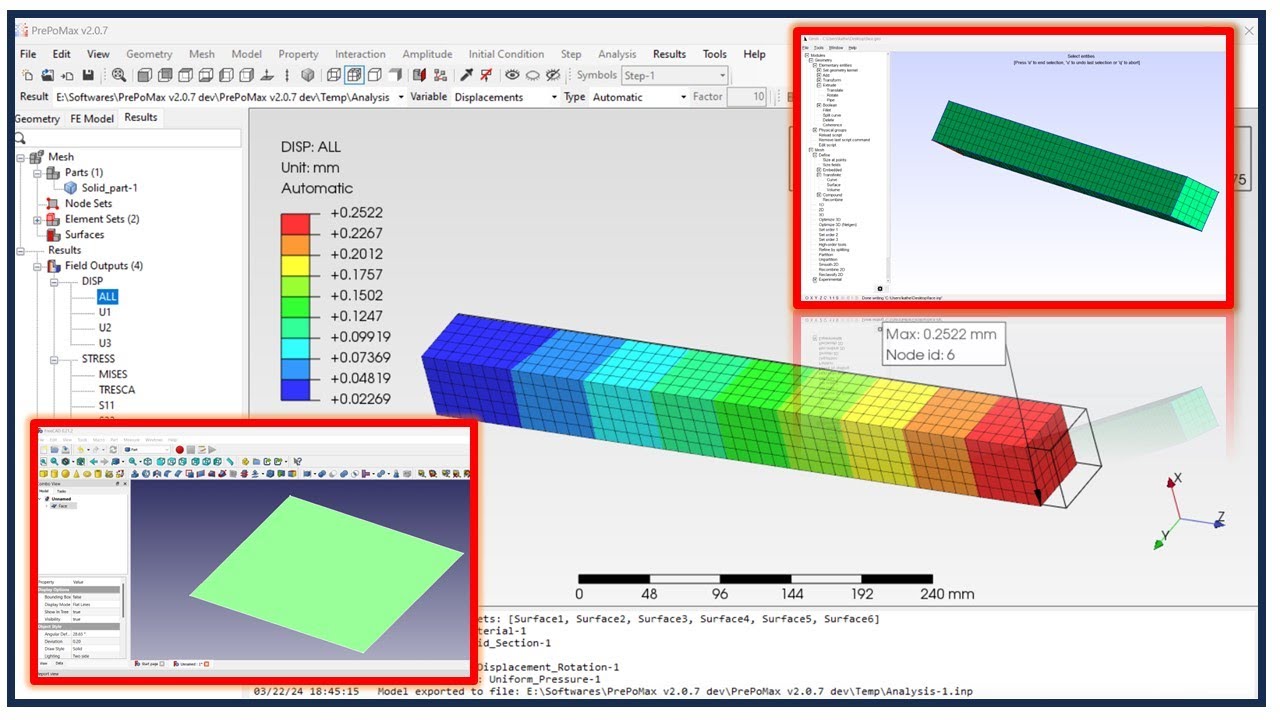 3D Static Structural Simulation: FreeCAD Gmsh PreProMax Workflow - YouTube