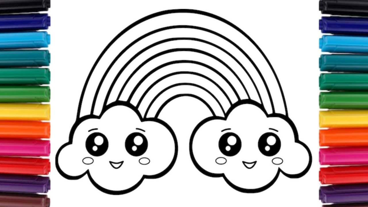 How To Colour A Rainbow And Clouds Easy With Colouring-Imagine Ink ...