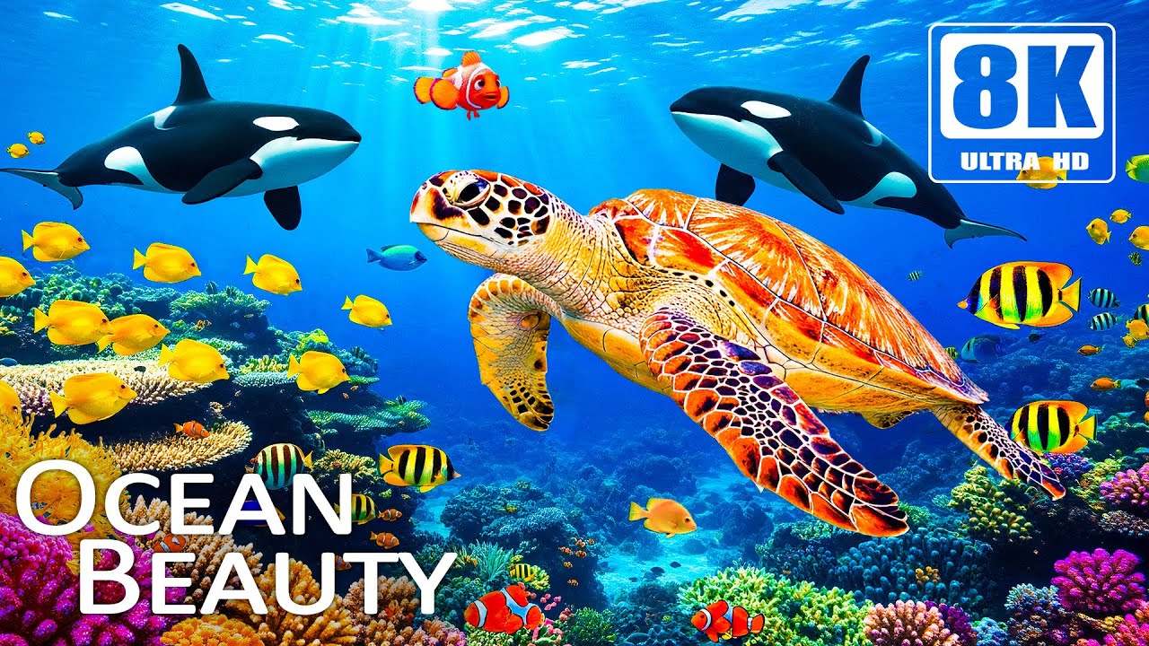Diving Under The Sea 8K ULTRA HD - Tropical Fish, Coral Reefs & Ocean ...