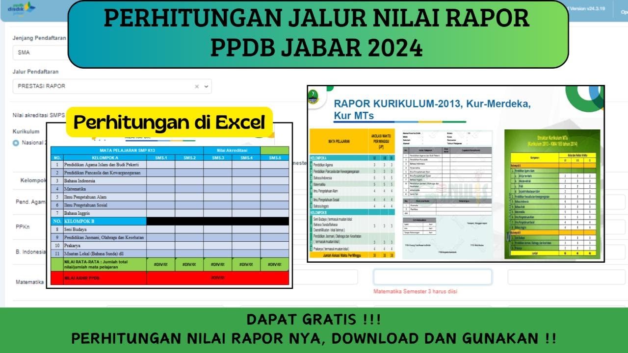 PERHITUNGAN JALUR PRESTASI NILAI RAPOR PPDB JABAR 2024 - YouTube