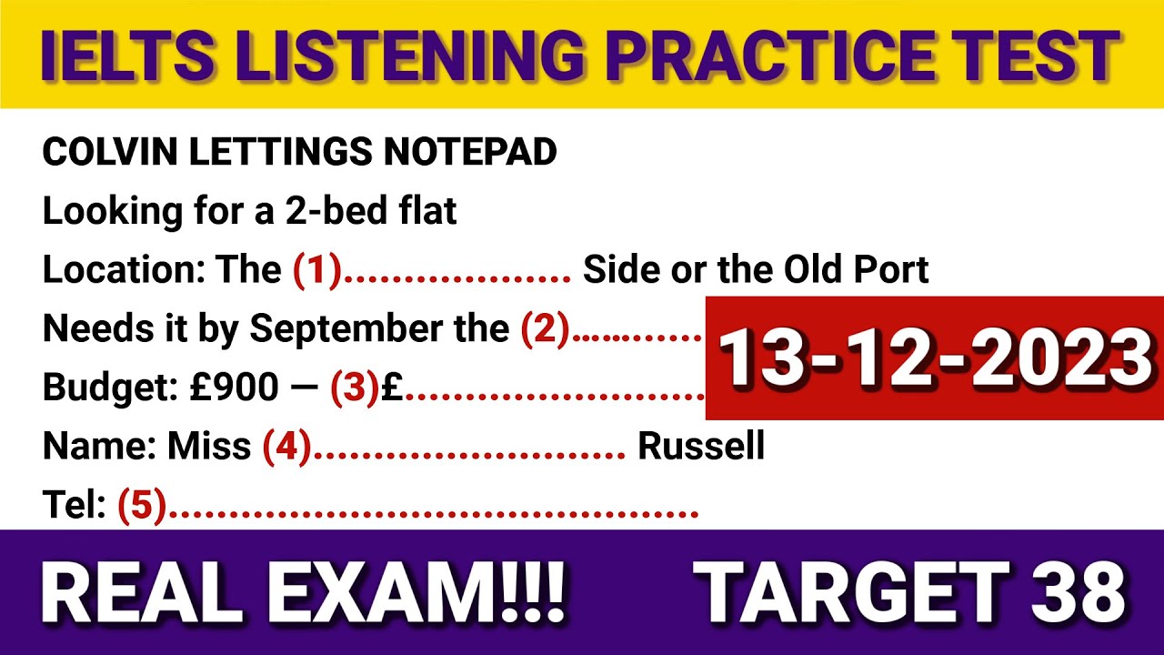 IELTS Listening Practice Test 2023 with Answers - 13/12/2023 - YouTube