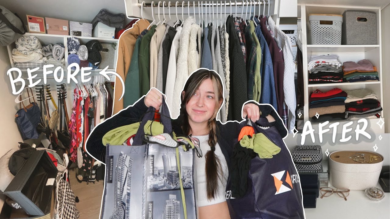 Organizing my closet *Reorganizing and decluttering* - YouTube