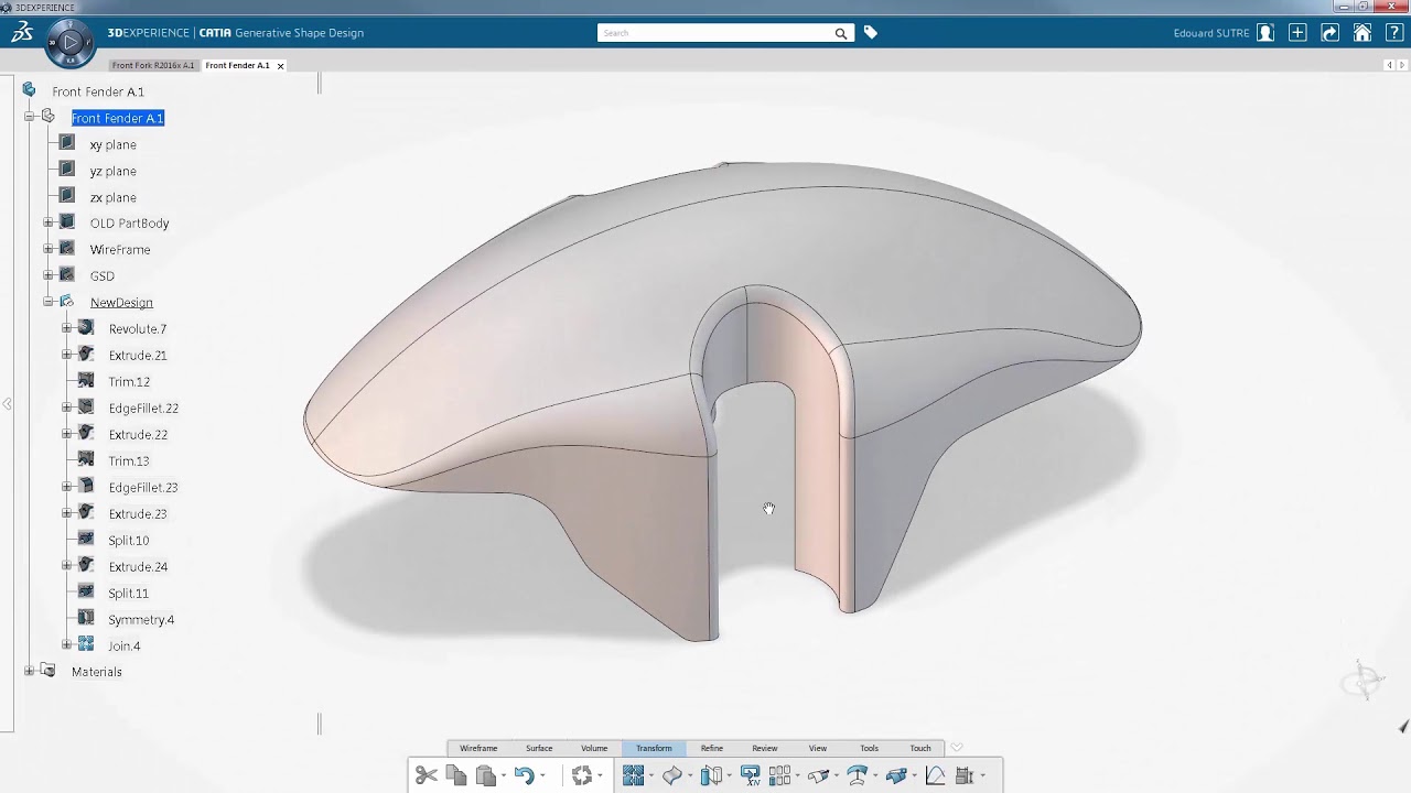 CATIA V6 SHAPE DESIGN - YouTube