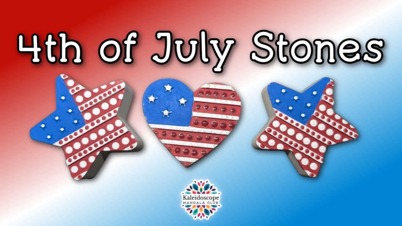 Patriotic 4th of July Dot Mandala Heart and Star Stones - YouTube