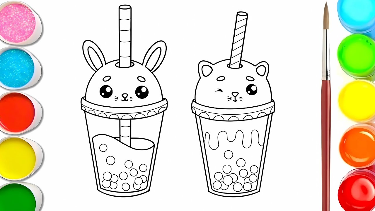 How to Draw a Cute Easy Boba Tea for Kids Step by Step - YouTube