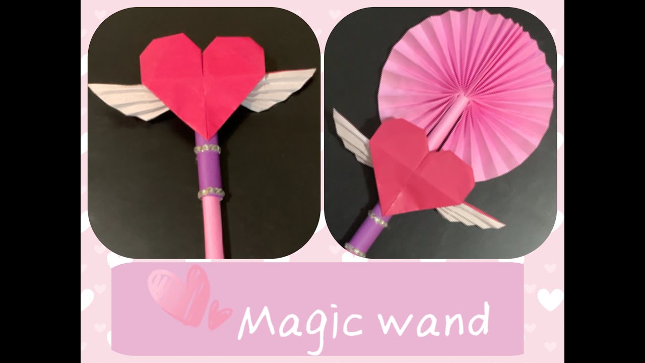 Transformable magic wand ⇆ paper fan, heart with wings origami - YouTube