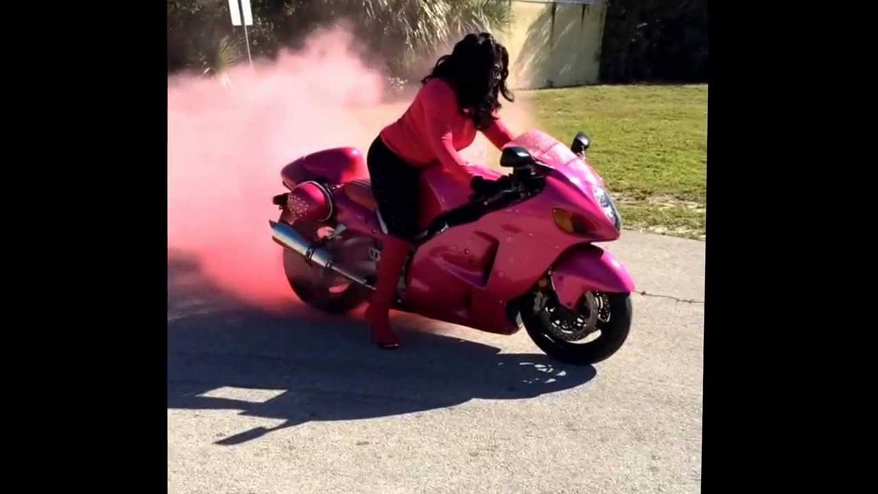 Pink Hayabusa burnout - YouTube