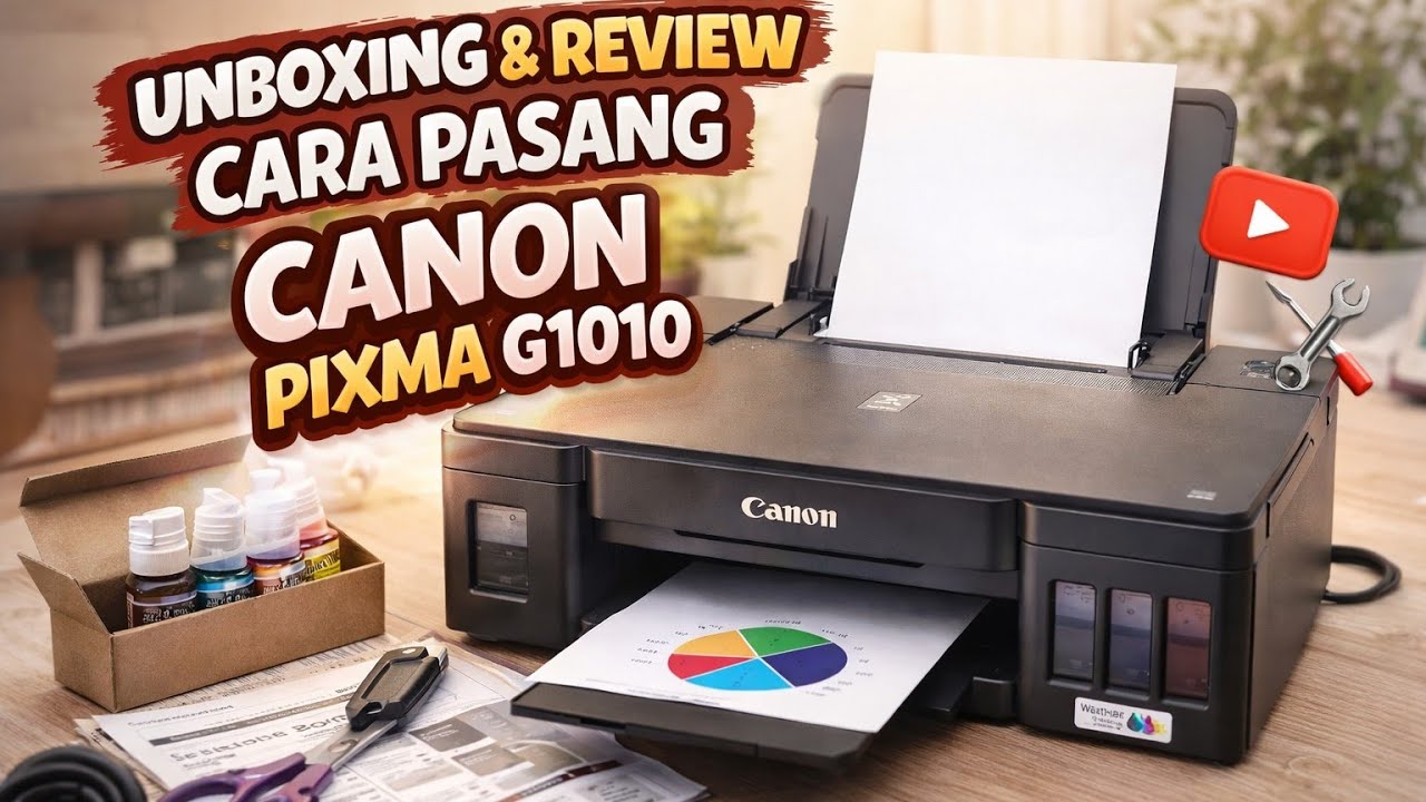 UNBOXING DAN REVIEW DAN CARA PASANG PRINTER CANON PIXMA G 1010 - YouTube