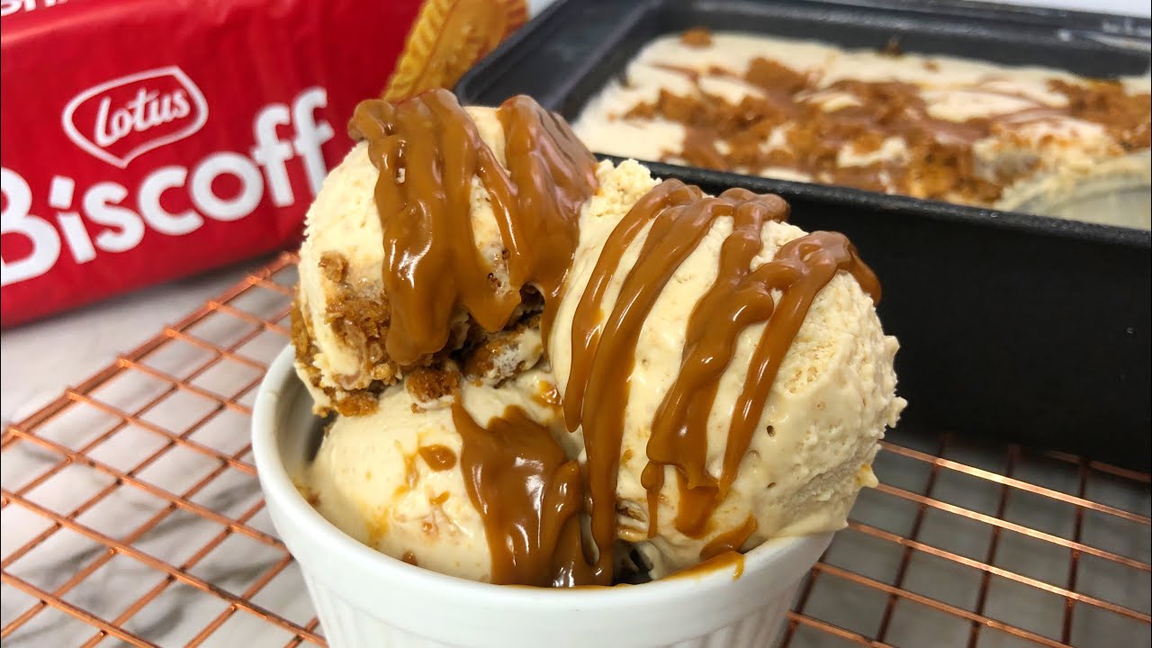 4-INGREDIENT LOTUS BISCOFF ICE CREAM RECIPE | SO EASY! - YouTube