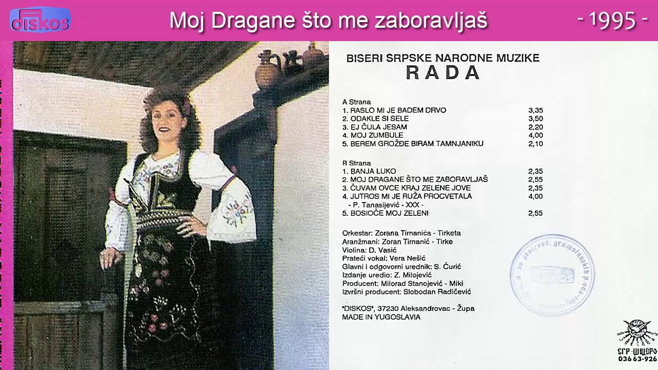 Rada - Moj Dragane sto me zaboravljas - (Audio 1995) - YouTube