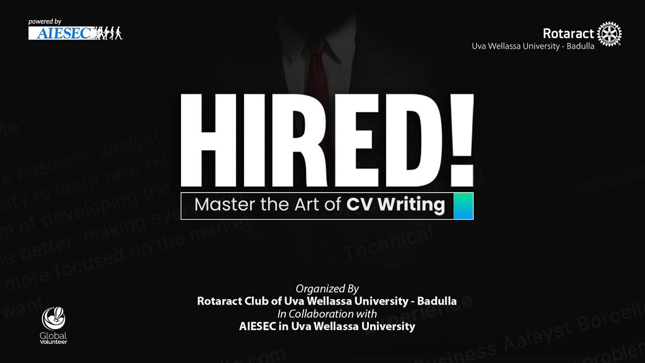 Hired! CV Writing Session - Organized by the Rotaract Club of Uva ...