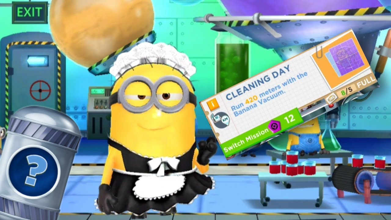 Minion rush Maid Cleaning Day Run 2000 meters with the Banana Vacuum ...