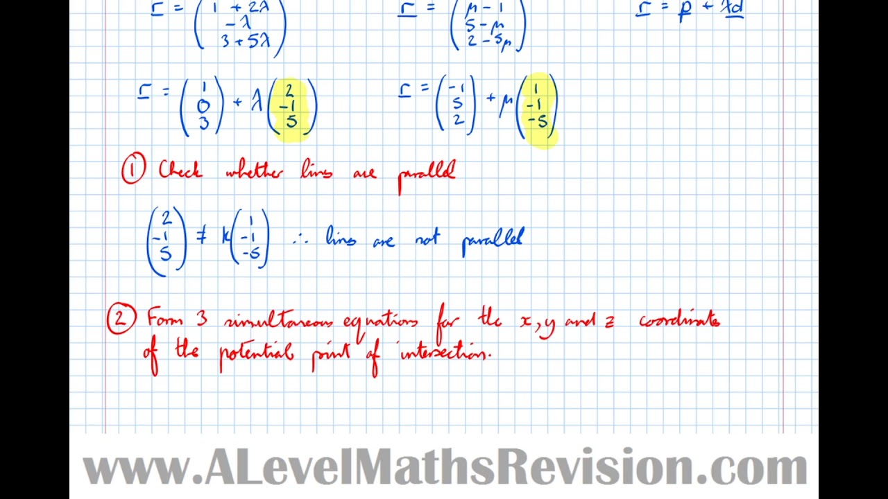 Intersection and Skewness of Vector Lines in 3d [Yr1 (Further) Pure ...