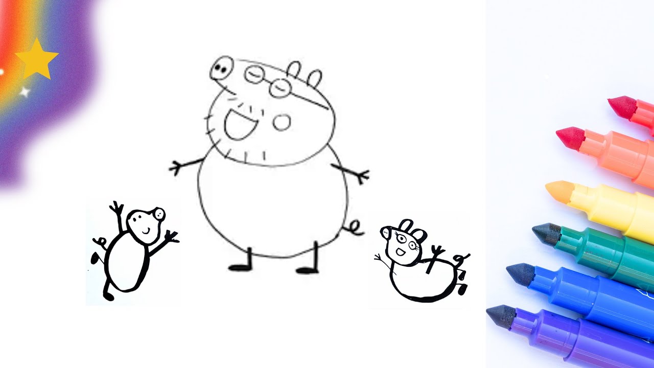 How To Draw A Peppa Pig Dad Step By Step | Drawing For Kids - YouTube