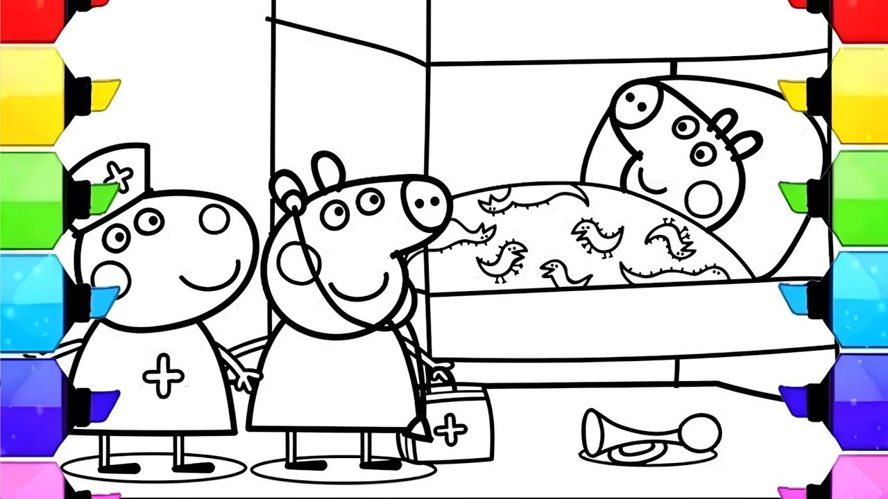 Peppa Pig is giving medicine to sick George Pig Drawing Easy, Peppa Pig ...