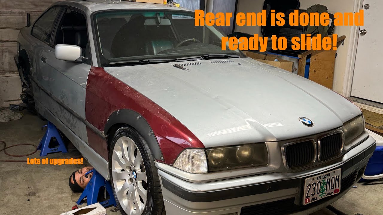 Finishing the e36 rear end for its first drift event - YouTube