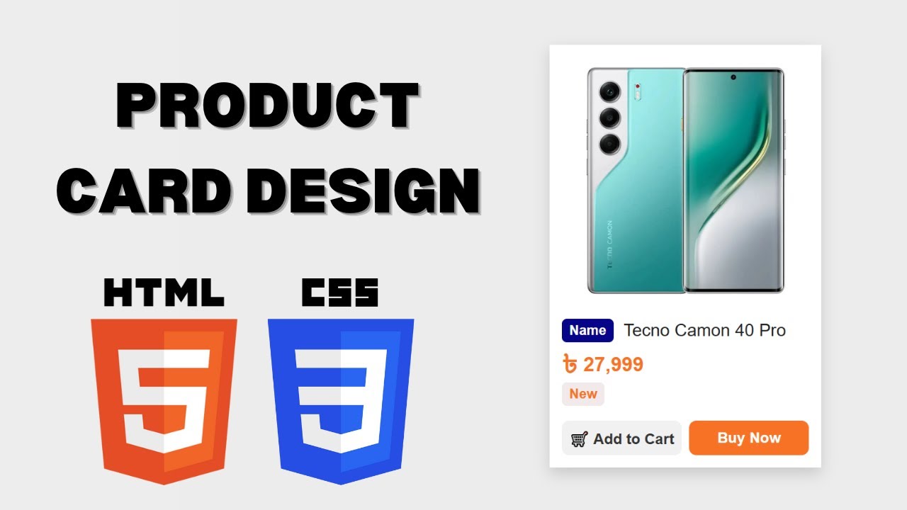 How to Create Product Card Design Using HTML & CSS | Coding Cloud - YouTube