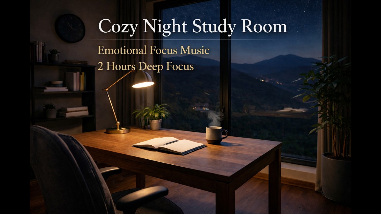 Cozy Night Study Room | Emotional Focus Music | 2 Hours Deep Focus ...