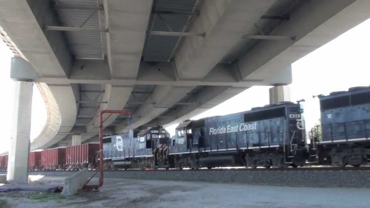 FEC Train 202 Under Bridge & Empty Coal - YouTube