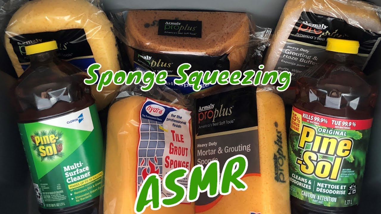 Pine Sol Oddly Satisfying Sponge Squeezing ASMR (New Sponges) Sponge ...
