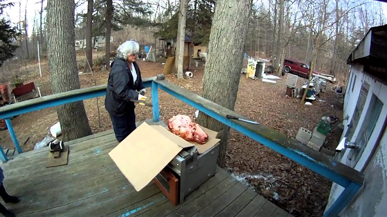 How to cut up a cow-head - YouTube