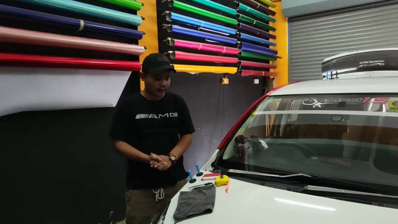 How to wrap myvi hood - YouTube
