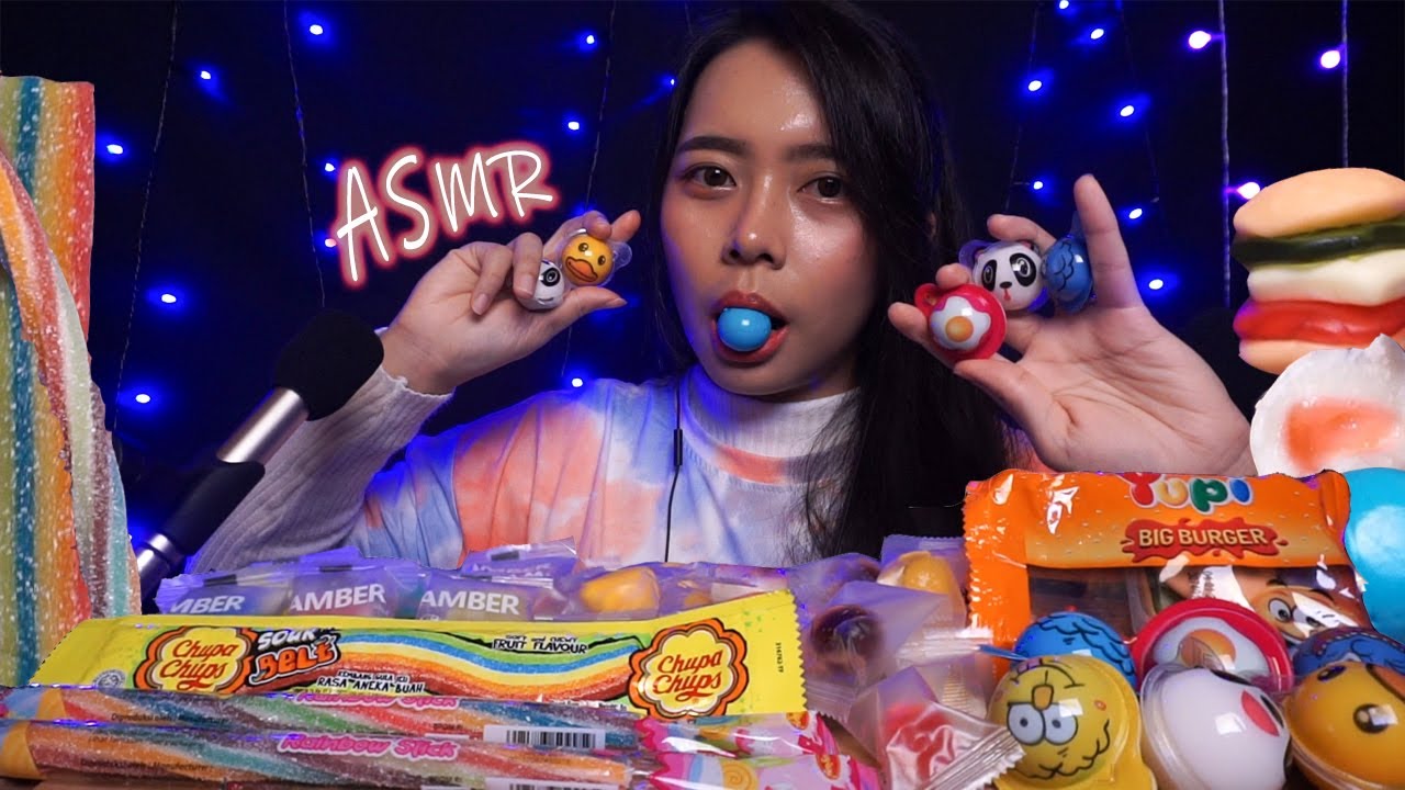 ASMR Popular Gummy Candy | Relaxing Chewy Sticky Eating Sounds | No ...