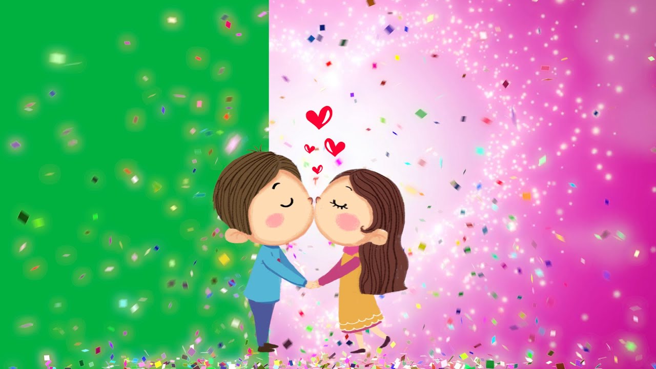 A Beautiful Valentines Day Green Screen Animation: Love couples kiss ...