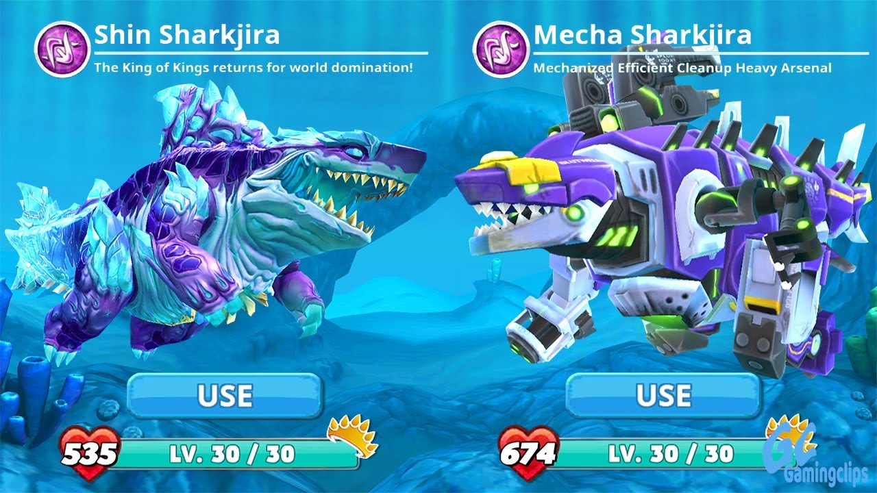 SHIN SHARKJIRA vs MECHA SHARKJIRA in Hungry Shark World - YouTube
