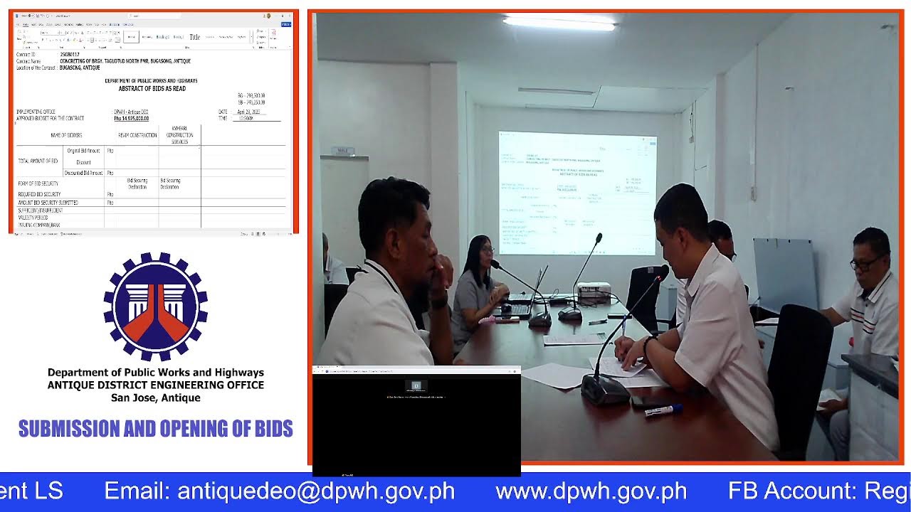 Procurement Livestream for DPWH Antique DEO on April 29, 2025 - YouTube