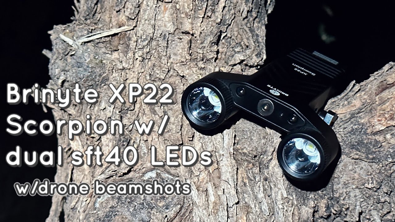 Weapon light review of Brinyte XP22. New version w/2 powerful sft40 LEDs. Drone beamshots - YouTube