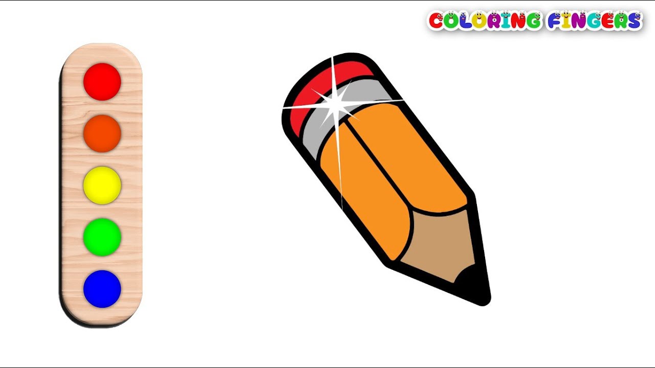 How to Draw, Paint, and Color a Pencil - Easy for Kids - YouTube