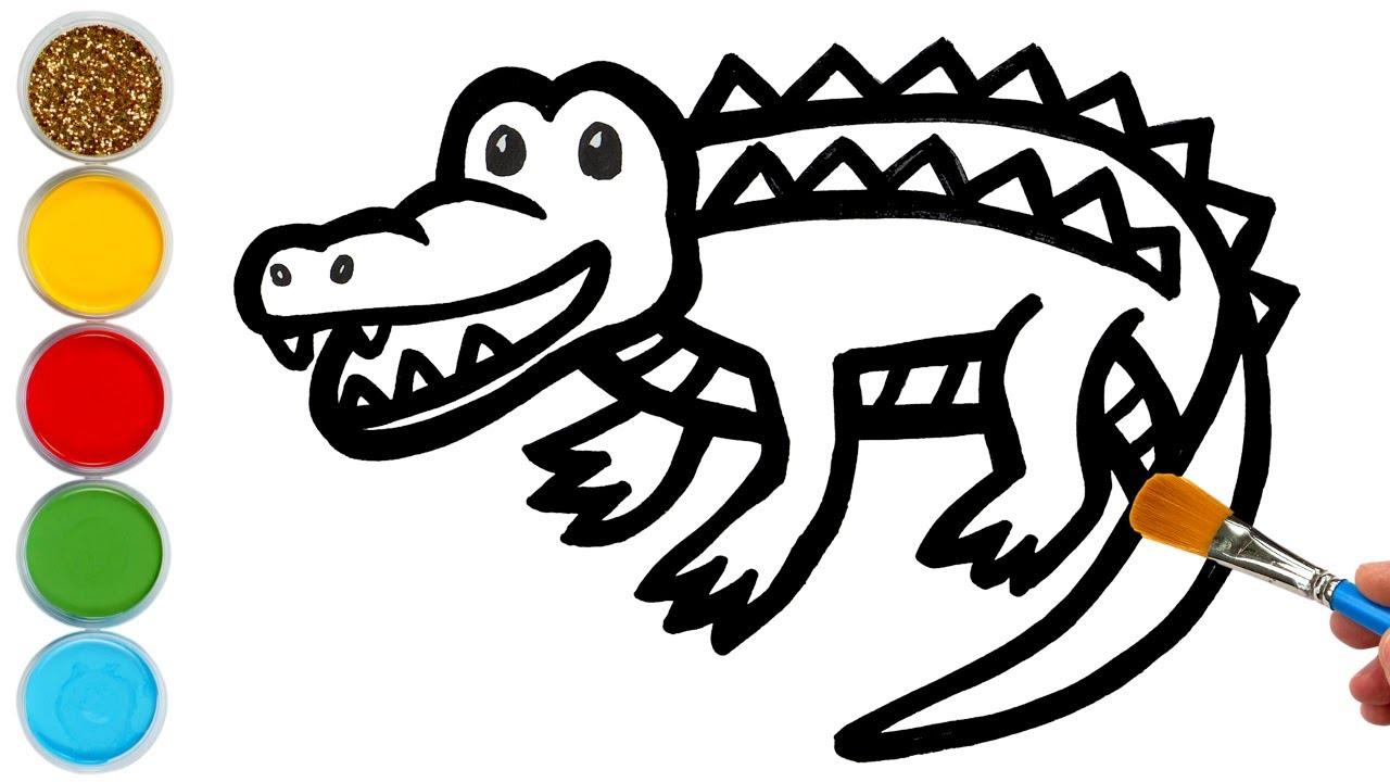 How to Draw a Crocodile Easy | Animals Drawing, Painting and Coloring ...