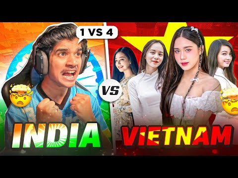 1 🇮🇳 PRO VS 4 🇻🇳 VIETNAM GIRLS | 1 v 4🔥 | SERIOUS🤬 FIGHT | FREE FIRE IN TELUGU #dfg #freefire