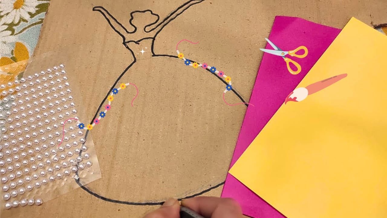 Unique doll wall hanging craft using coloured sheets and cardboard ...