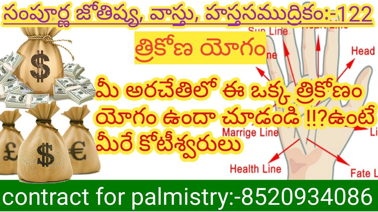 Wonder sign in your Pain in Telugu/lucky triangle in Palmistry - YouTube