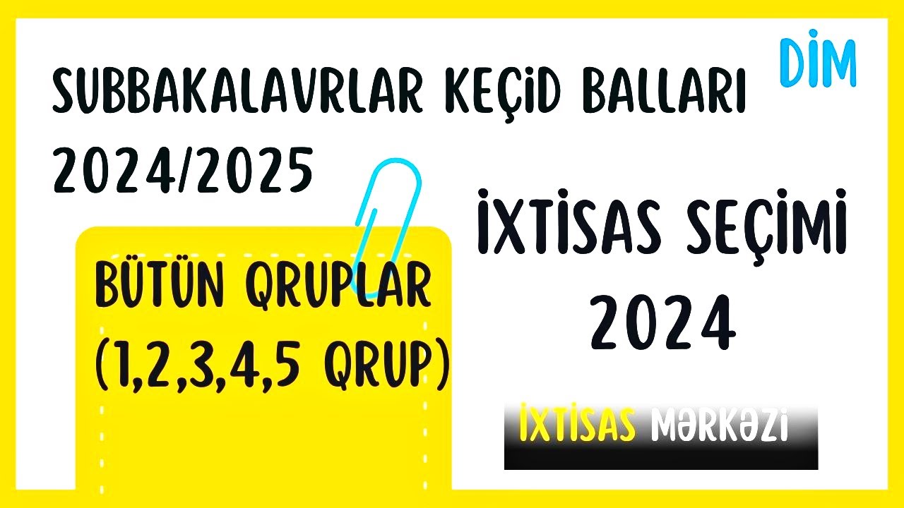 Subbakalavr'lar keçid balları 2024/2025 | bütün qruplar (1,2,3,4,5 qrup ...