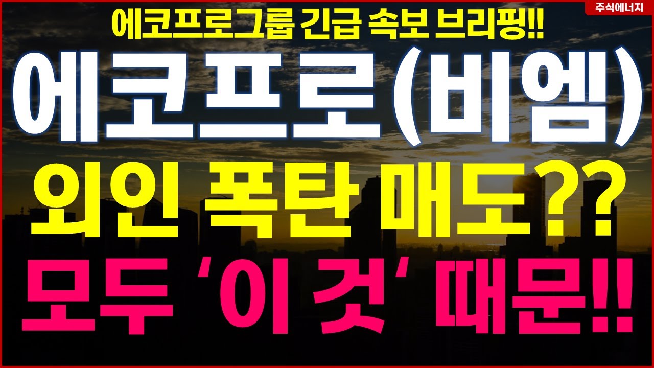 에코프로 에코프로비엠 외인 폭탄 매도 모두 이것 때문 에코프로그룹 긴급속보 브리핑 에코프로주가 에코프로비엠주가