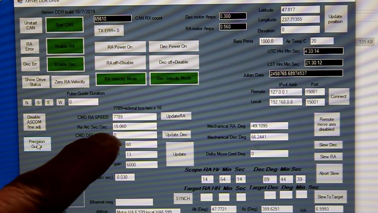 Telescope Direct Drive Mount Electronic Stiffness Demo - YouTube
